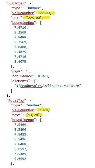 Discrepancy between text and value on prebuilt invoice document - Microsoft Q&A