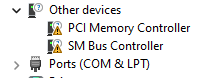 SM Bus Controller and PCI Memory Controller dont work & Device Discriptor Request failed when ...