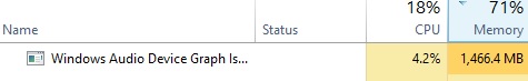 Windows Audio Device Graph Isolation taking up too much memory ...