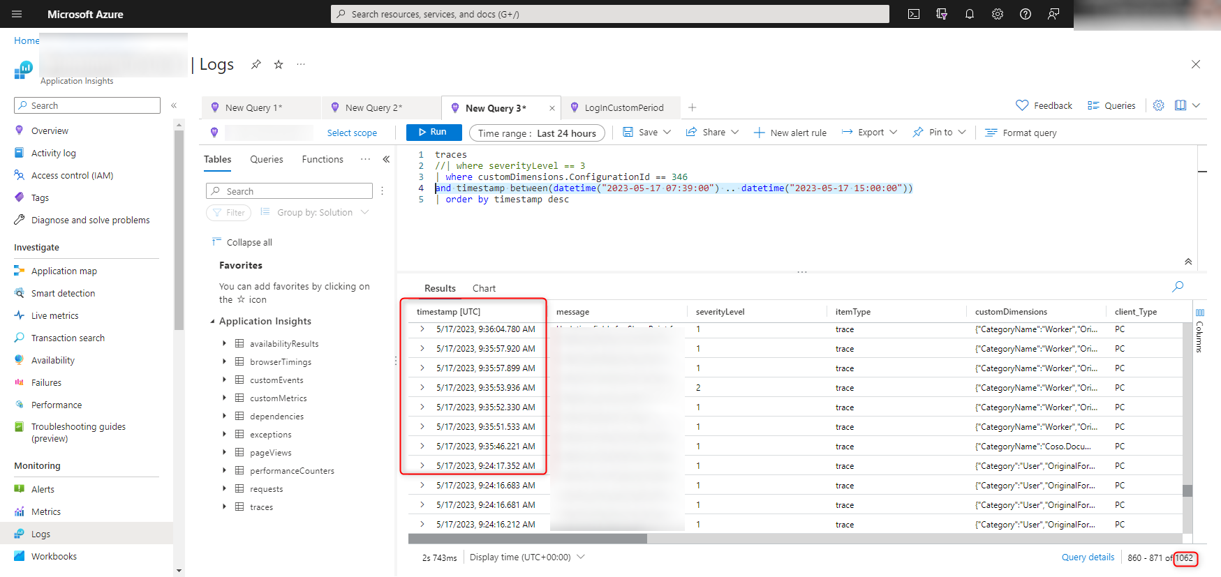 The same query in AI and Workspace gives different results - logs ... The same query in AI and Workspace gives different results - logs ...