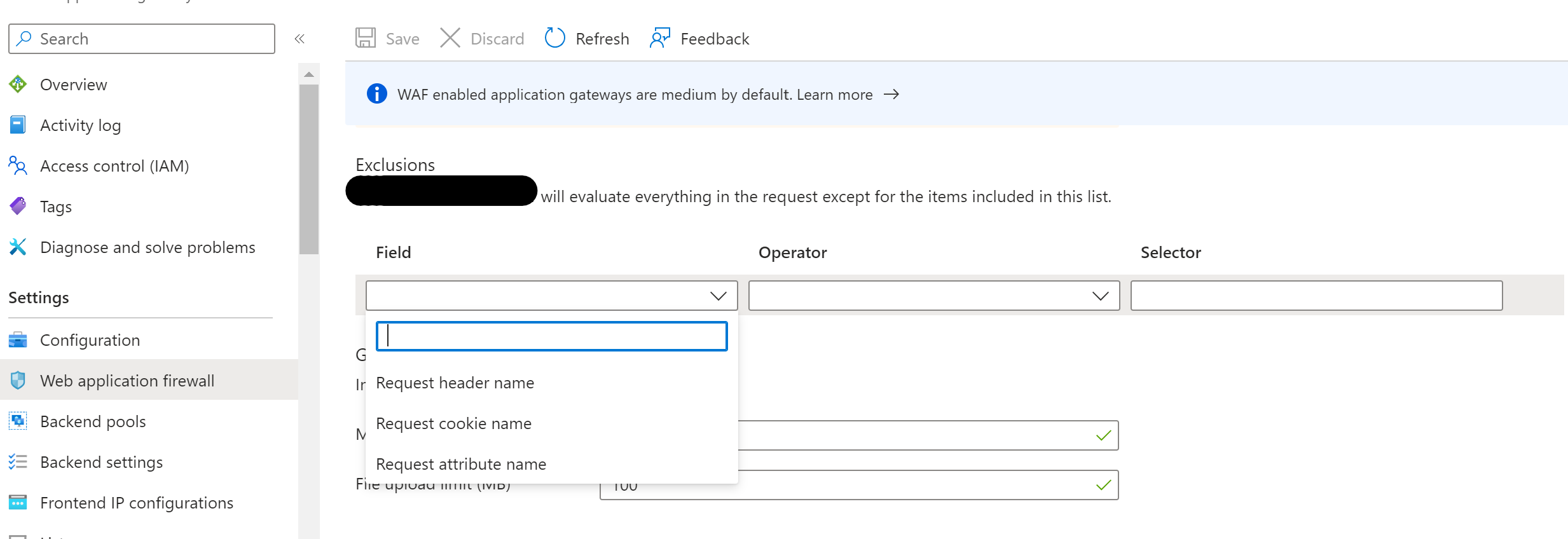 Is it possible to exclude URLs in Application Gateway WAF? - Microsoft Q&A