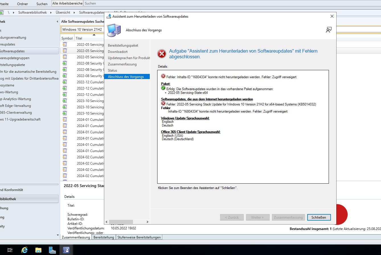 How do you fix the error in SCCM with the update during download and ...