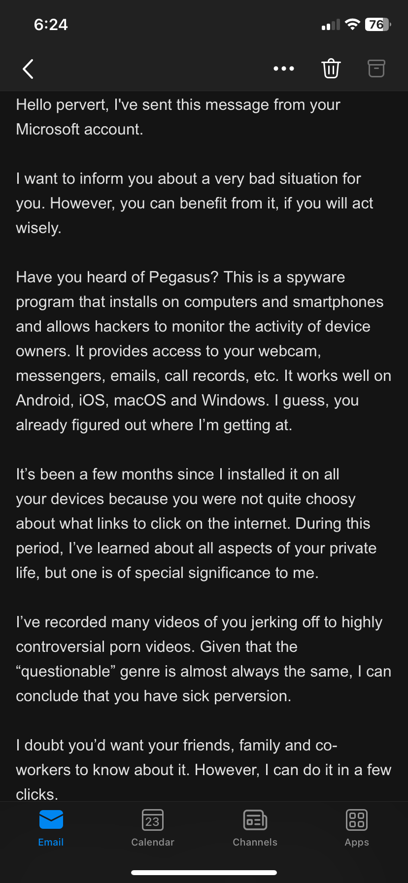 Phishing disgusting email - Microsoft Q&A