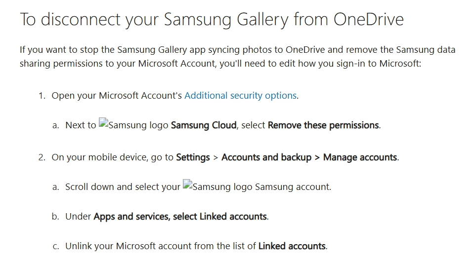 Samsung Gallery syncing with OneDrive - Microsoft Q&A