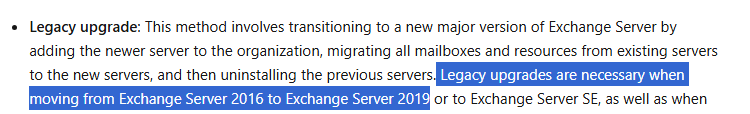 Exchange Upgrade 2016 to 2019 to SE - Microsoft Q&A