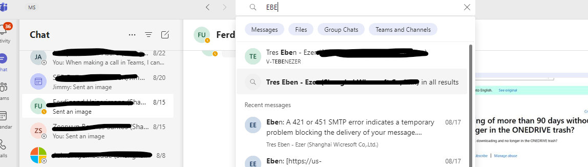Is there a way to find a list of recent chats that I have selected as ...