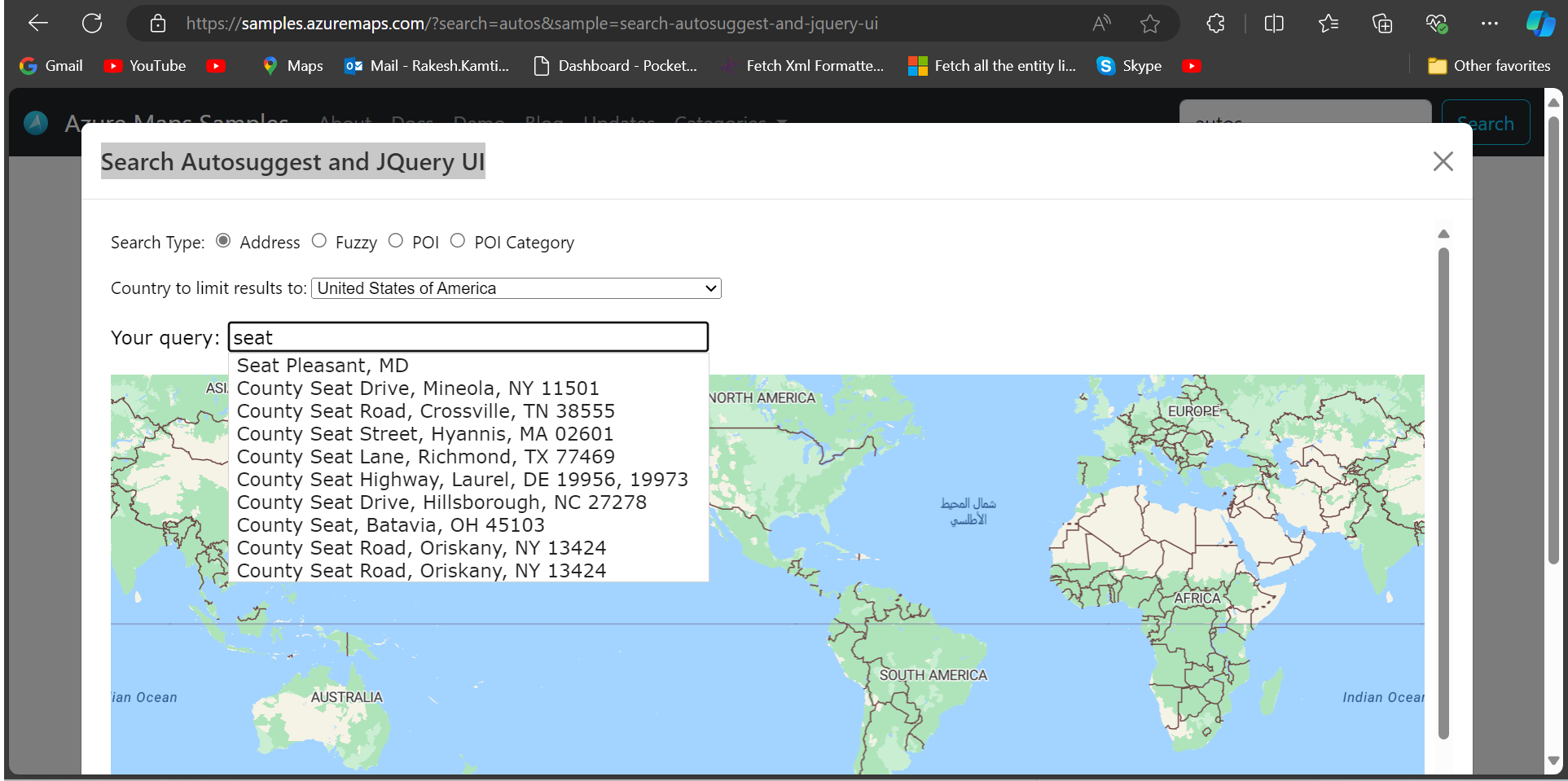 AutoSuggest Field in Azure Maps Not Showing Nearby Locations Based on User's Current Location ...
