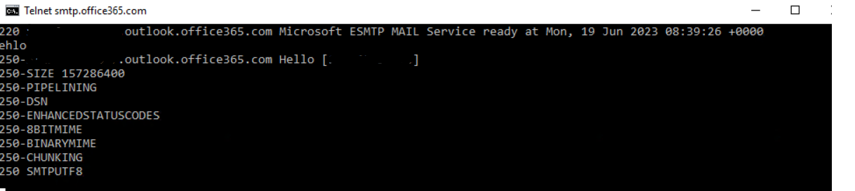 STARTTLS not exist when telnet smtp.office365.com - Microsoft Q&A