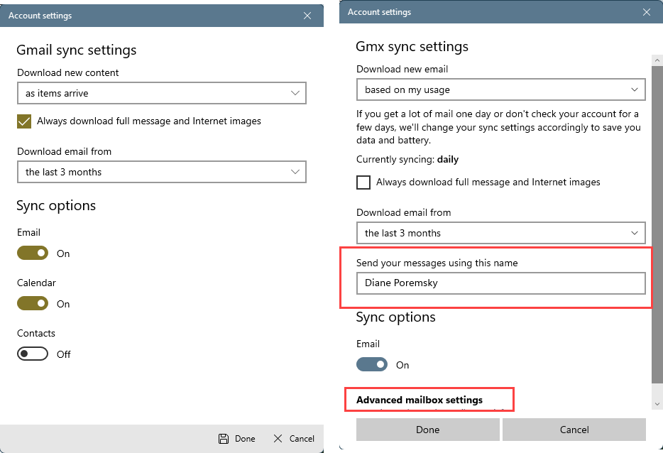 changing display name of email account windows 11 - Microsoft Q&A