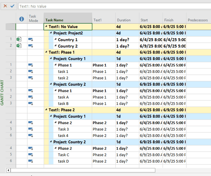Task rearrangement & mixing between main project and subprojects ...