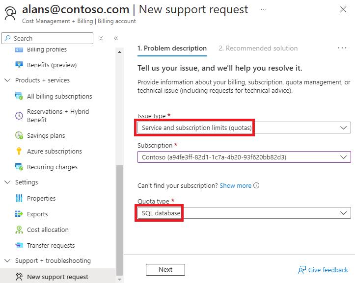 how do I increase the server quota in a region - Microsoft Q&A