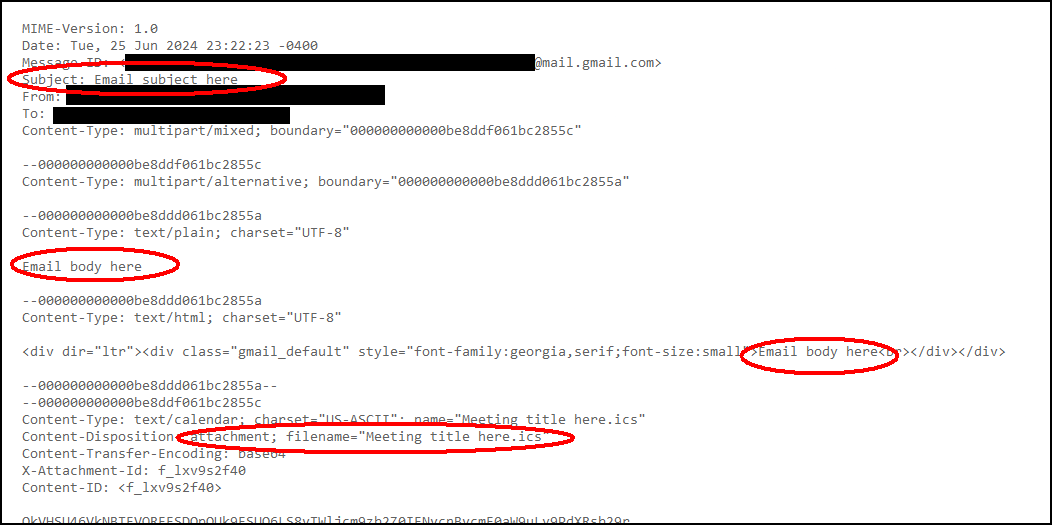 Emails with .ICS calendar invitations attached don't contents when ...