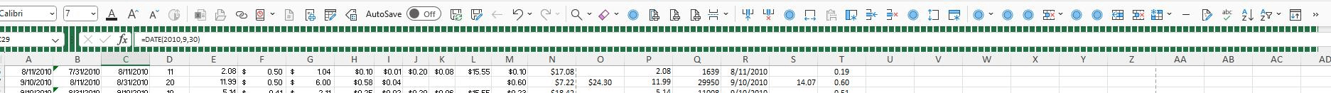 Excel worksheet showing green vertical stripes in Formula Bar ...