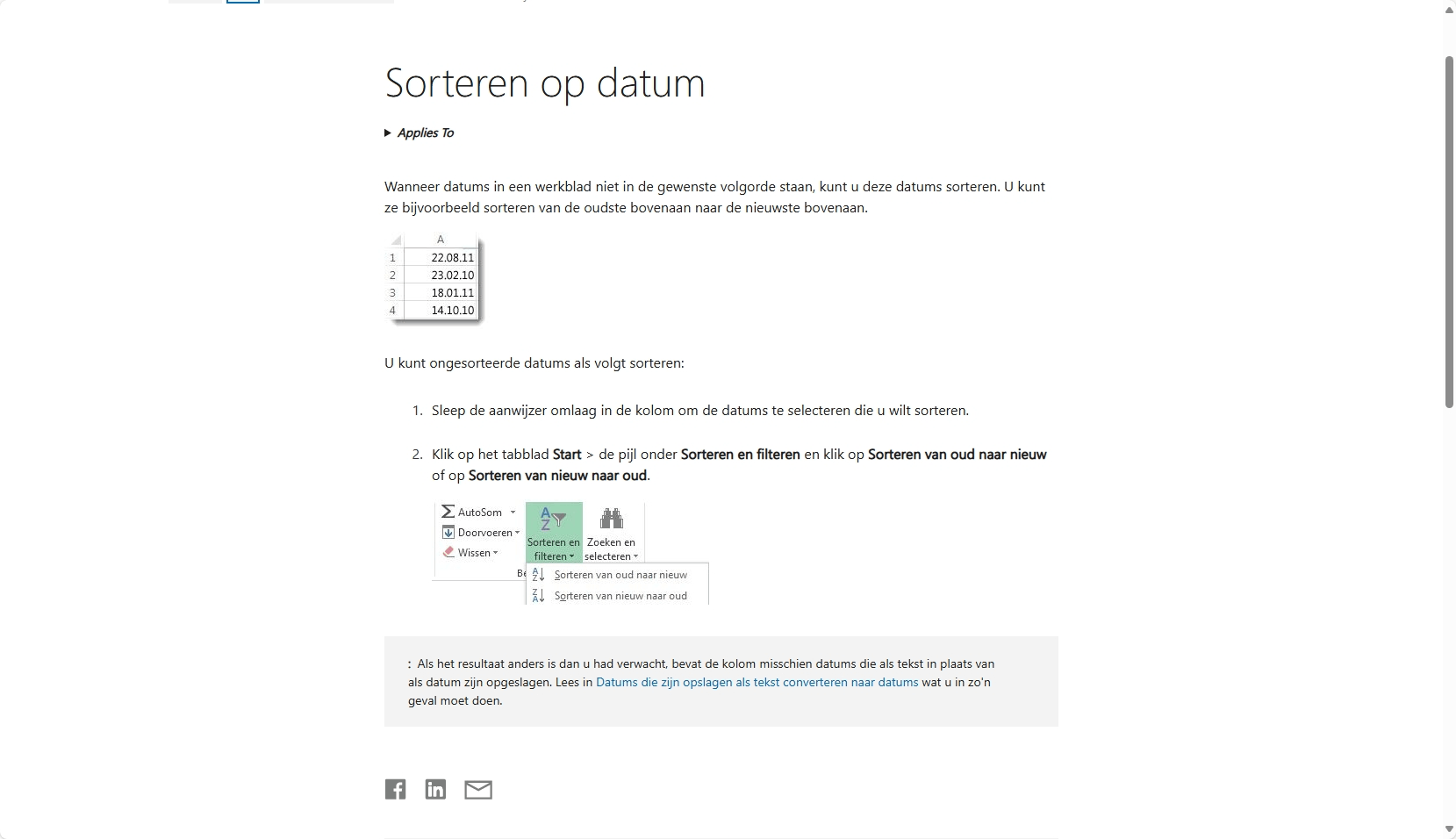 hoe kan ik op datum sorteren in Excel - Microsoft Q&A