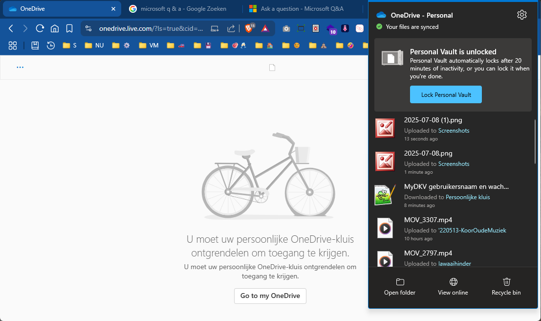 cannot open files from my Personal Vault in OneDrive online - Microsoft Q&A