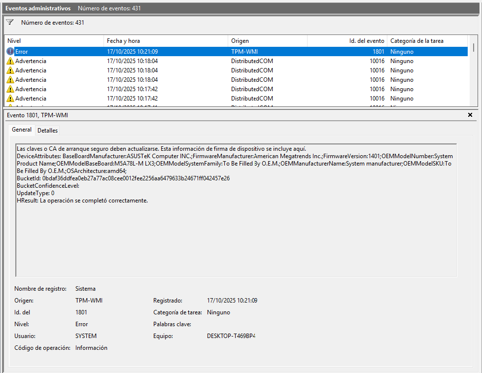 Error TPM-WMI 1801 - Microsoft Q&A