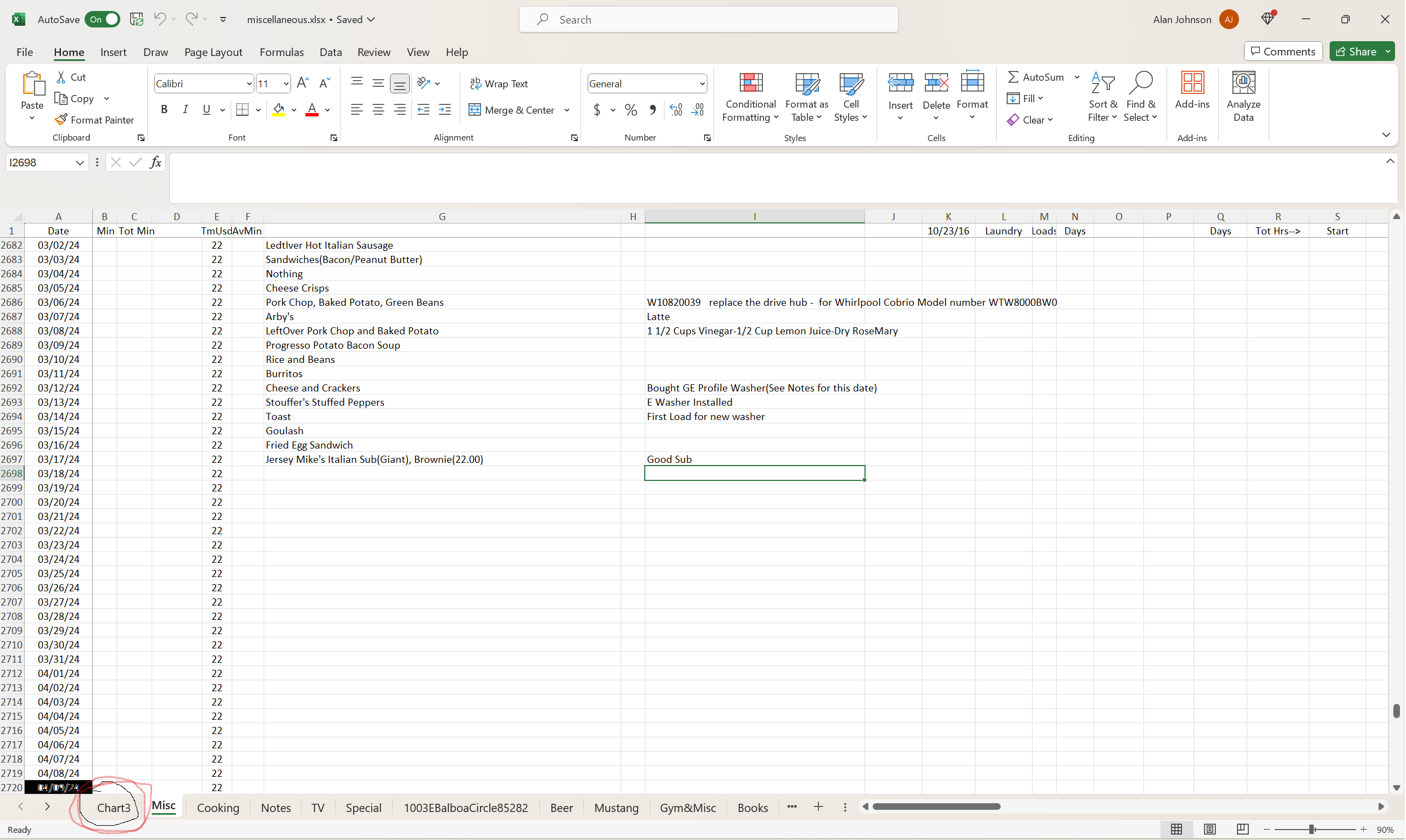 When pressing the HOME key while in an Excel spreadsheet a new chart ...
