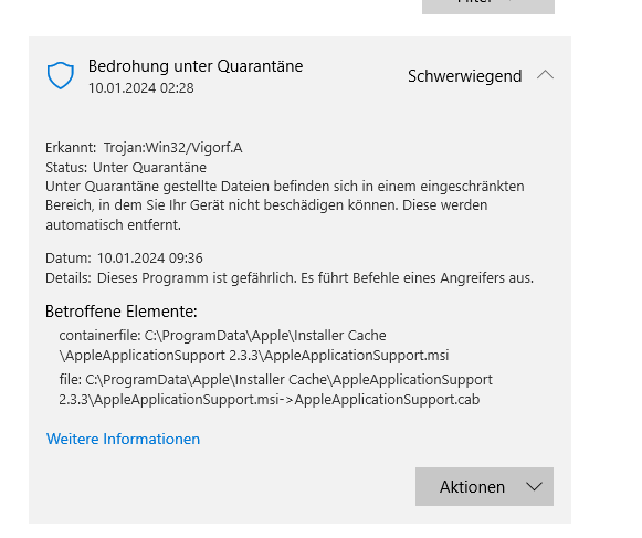Windows Defender Fund Trojan:Win32/Vigorf.A - false positive ...