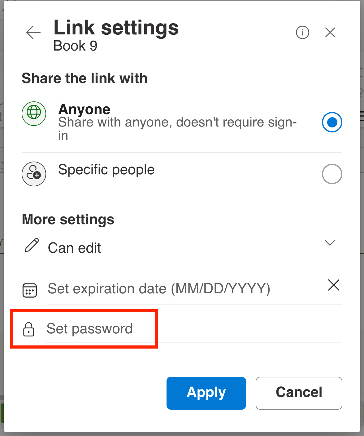 How can I put a password on a shared Excel document in OneDrive ...