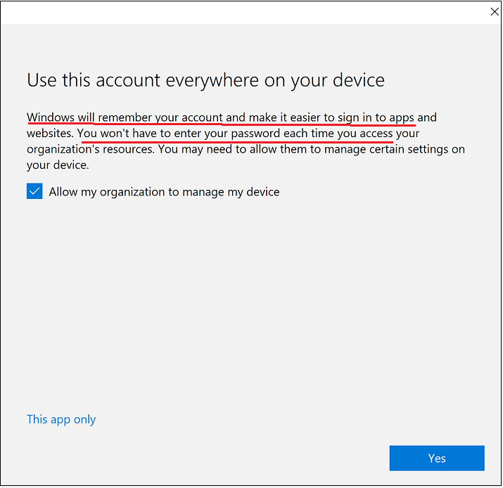 "allow my organization to manage my device" - Microsoft Q&A