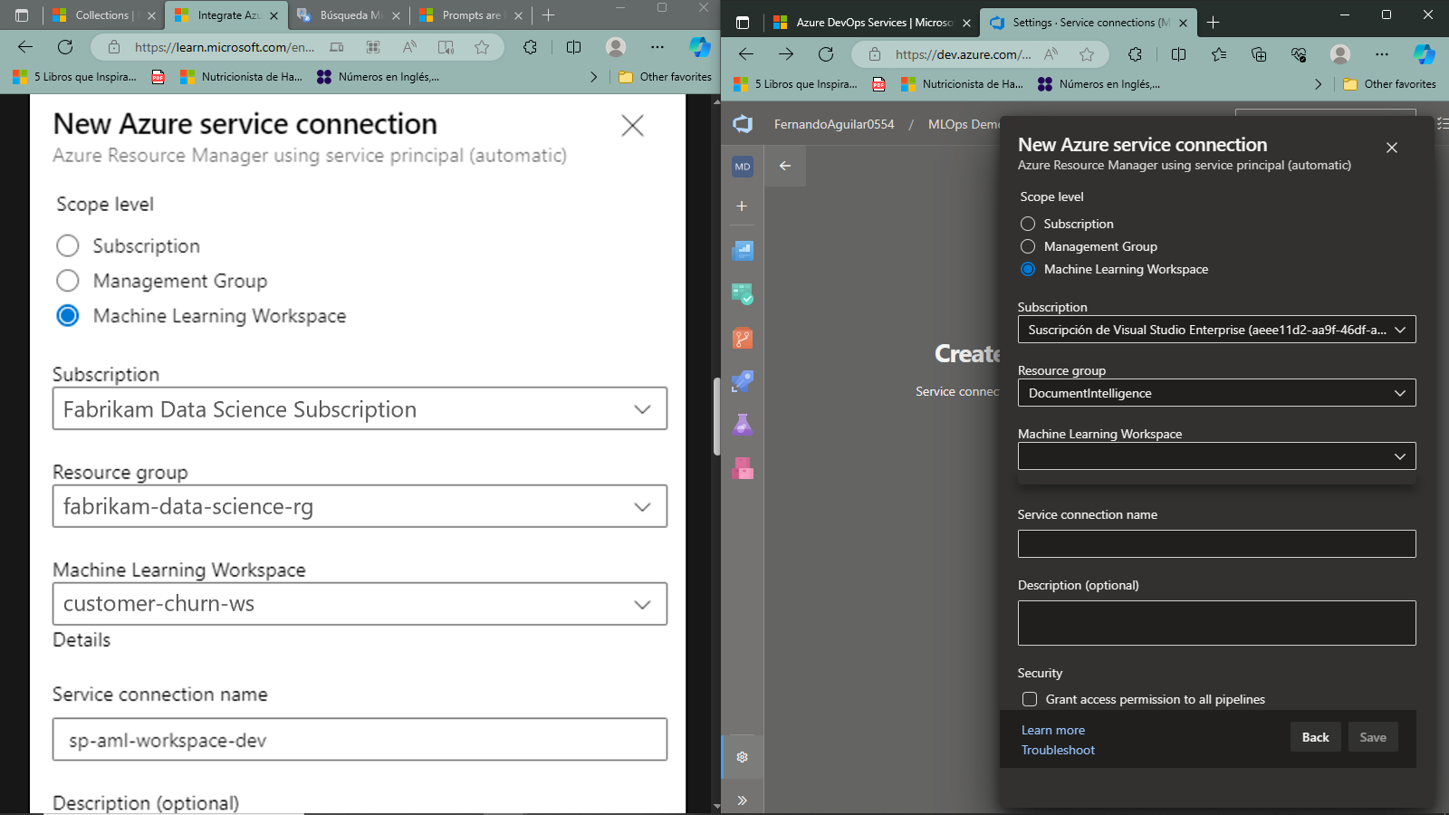 What can I do to visualize the Machine Learning Workspace that are part of the following ...