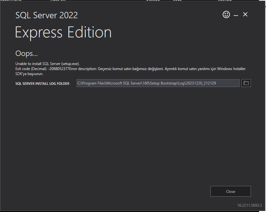 ı could not ınstall sql server - Microsoft Q&A