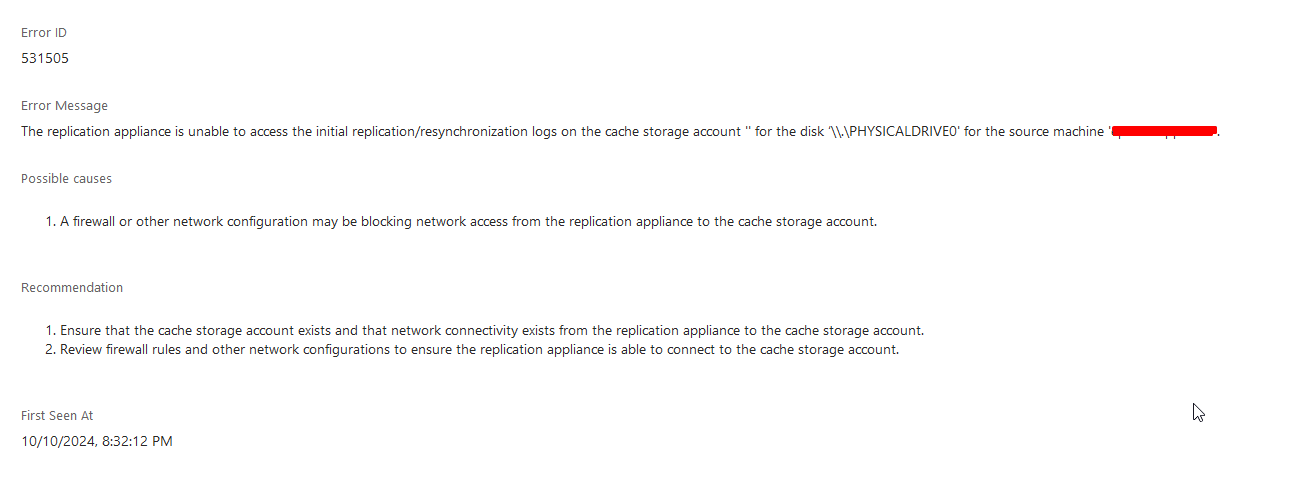 How to Fix Synchronization issue from Appliance to Cache storage Account - Microsoft Q&A