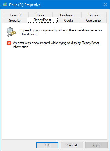 Windows 10 Readyboost error - Microsoft Q&A