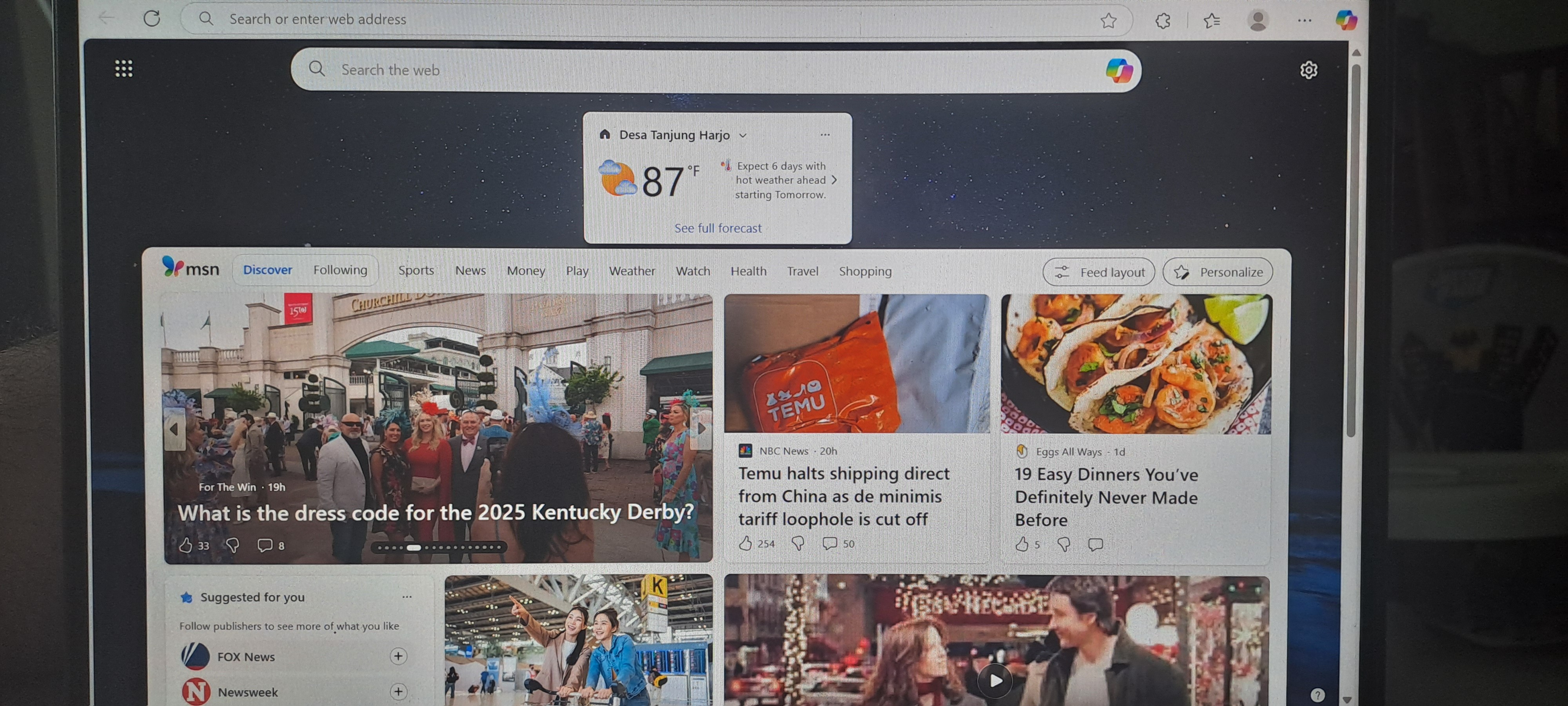 "Work Feed" on MSN webpage - Microsoft Q&A