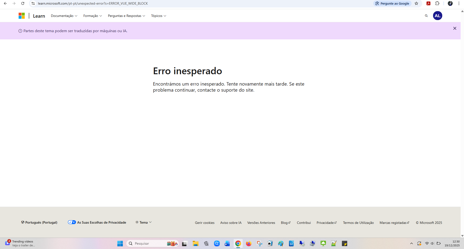 Unexpected error in registration for exam az-900 - Microsoft Q&A