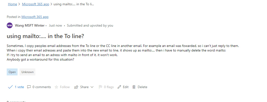 using mailto:.... in the To line? - Microsoft Q&A