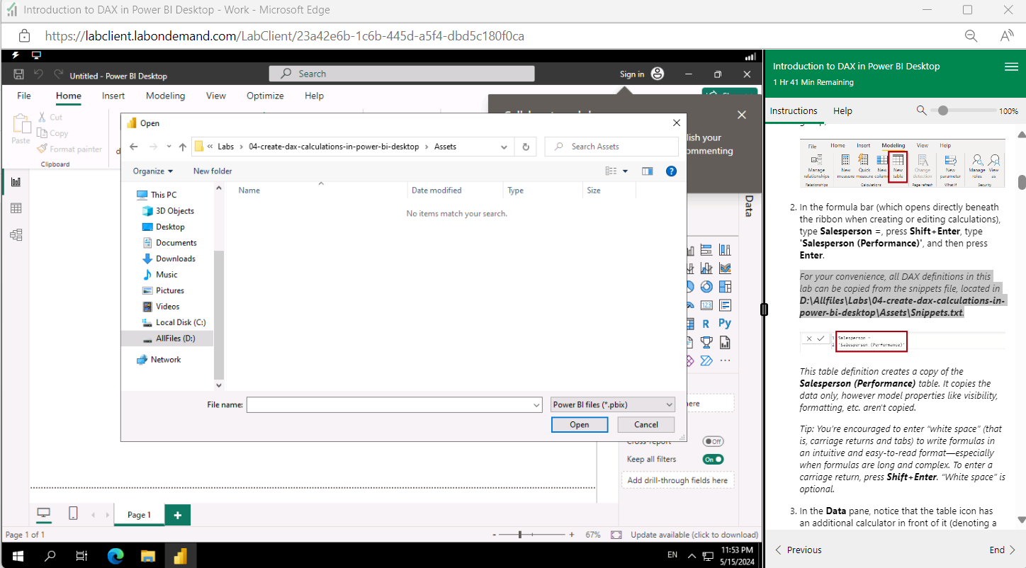 Cannot access DAX definitions in this lab - Microsoft Q&A