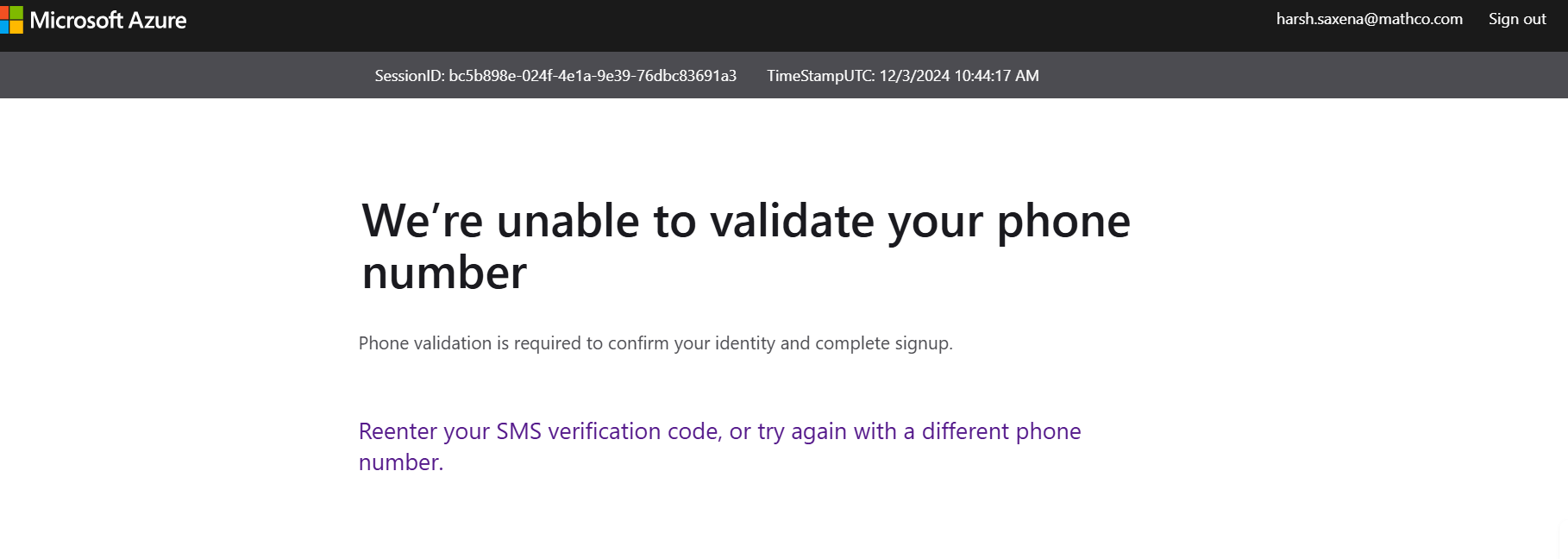 We’re unable to validate your phone number - Microsoft Q&A