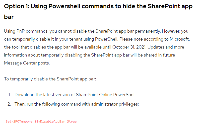 How to hide the left app navigation bar in sharepoint using PowerShell ? - Microsoft Q&A