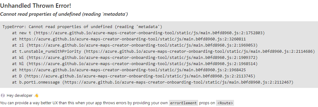 When using the Azure Maps Creator Onboarding tool to convert a drawing package, I get an error ...
