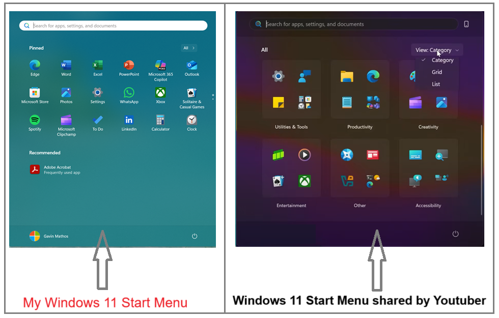 Windows 11 25H2 New Start Menu Look. - Microsoft Q&A