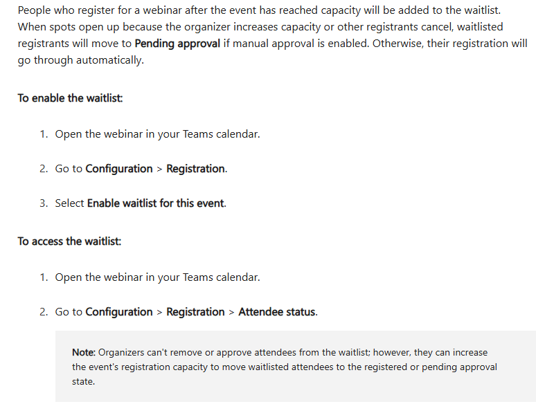 How does the webinar waitlist work in Microsoft Teams Premium ...