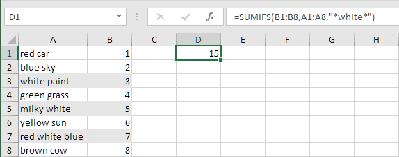 use "does not contain" or "contains" as filter in sumifs formula ...
