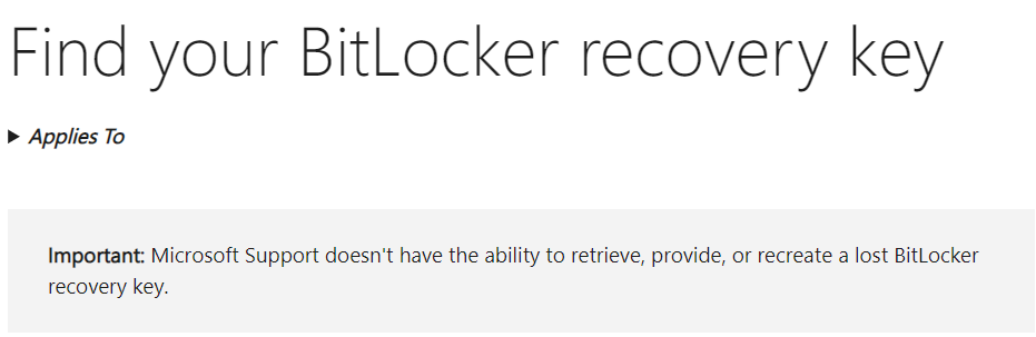 bitlocker key i deleted in my account - Microsoft Q&A