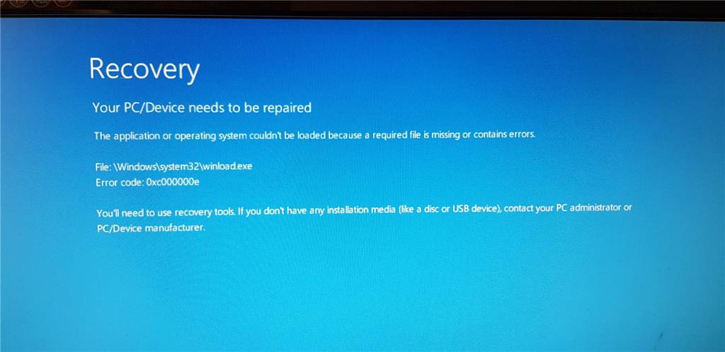 windows 10 error code 0xc000000e แก้ไม่หาย - คำถามคำตอบของ Microsoft