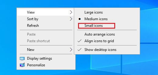 Make the Desktp shortcut as Small Icons - Microsoft Q&A