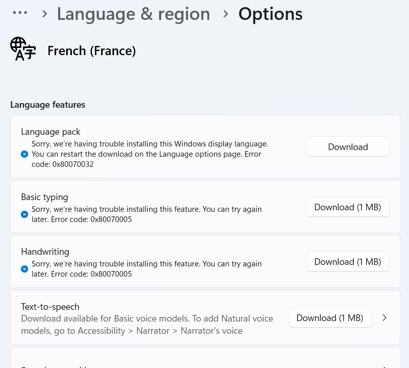 pb windows update et installation langue francaise erreur 0x80070032 et ...