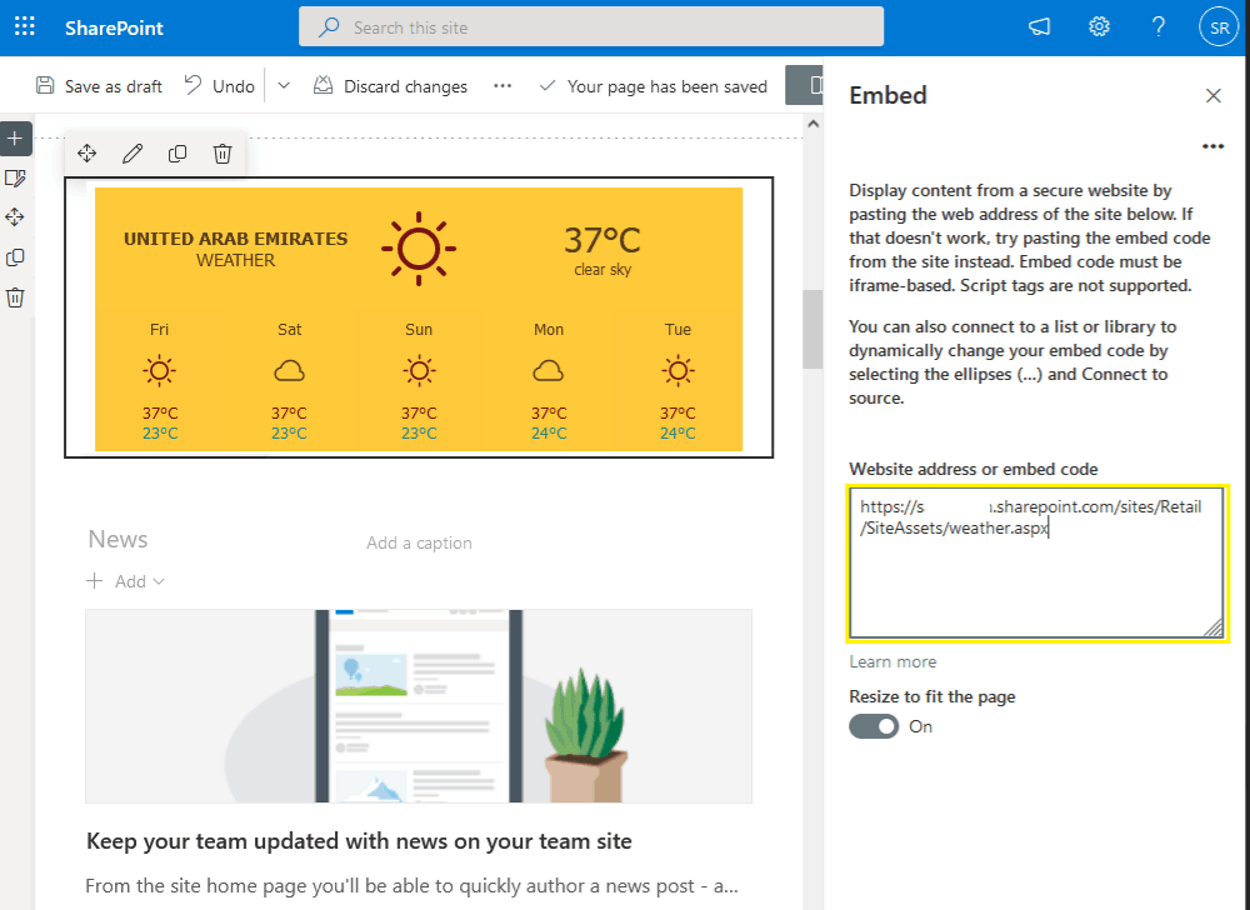 HTML code on Sharepoint Webpage - Microsoft Q&A