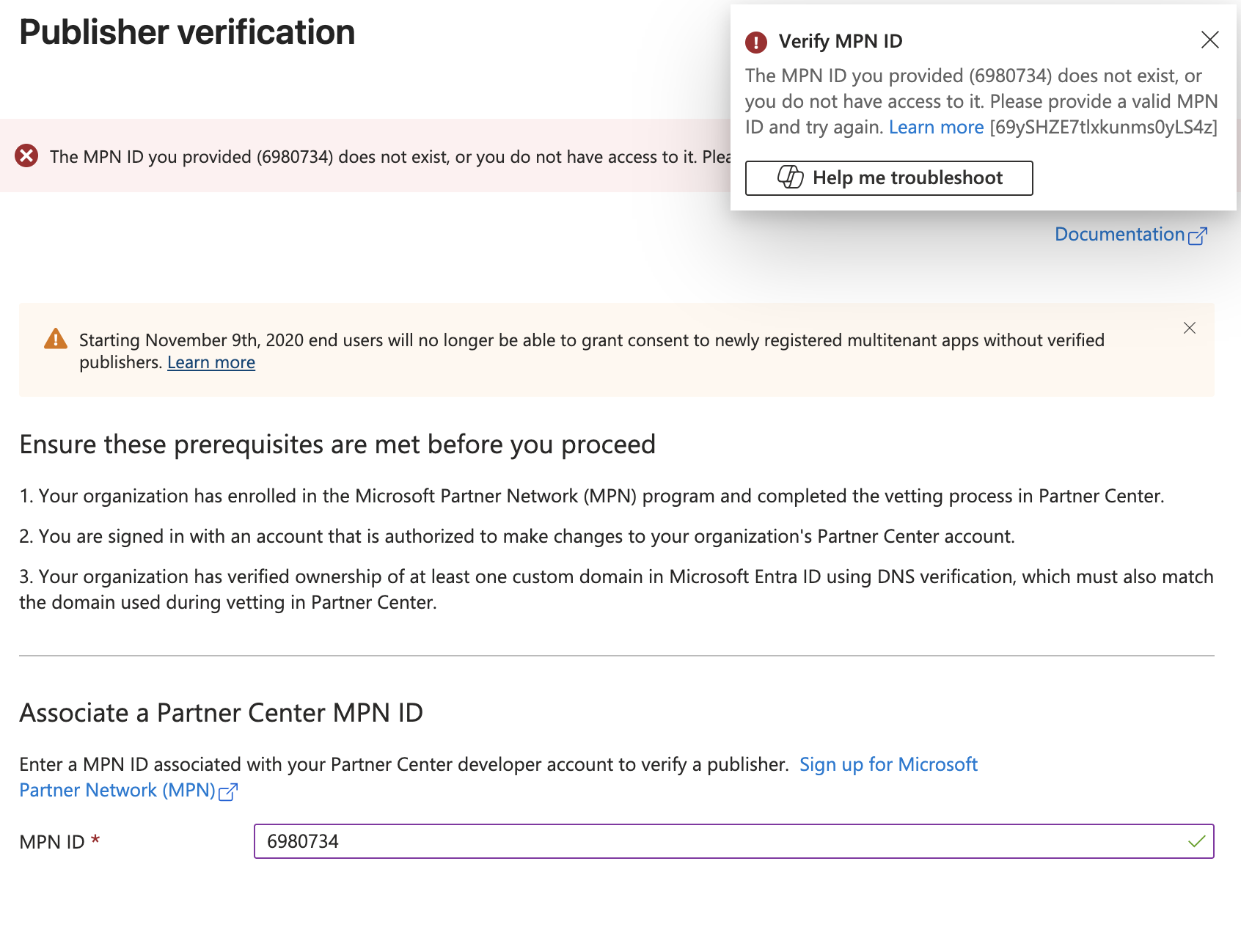 Publisher Verification Issue - MPN ID Not Recognized - Microsoft Q&A