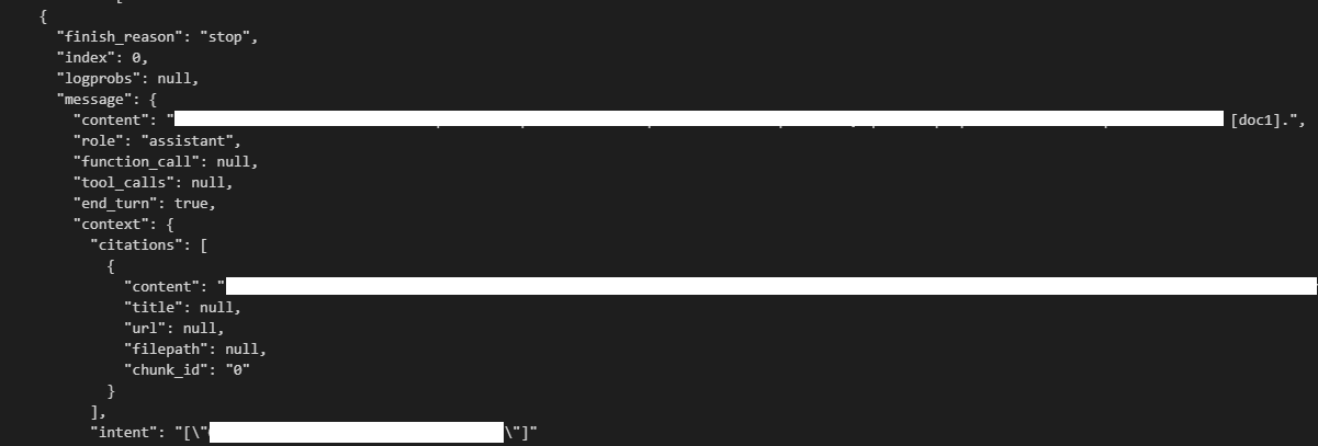 How to get non empty values in citations when I make an Azure OpenAI call with Azure Search ...