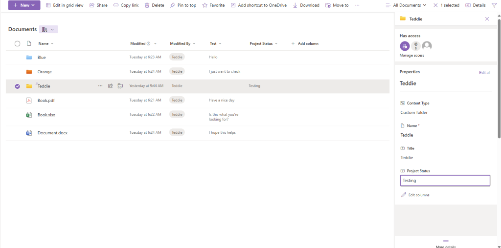 Unable to Edit Custom Columns on SharePoint Folders - Microsoft Q&A