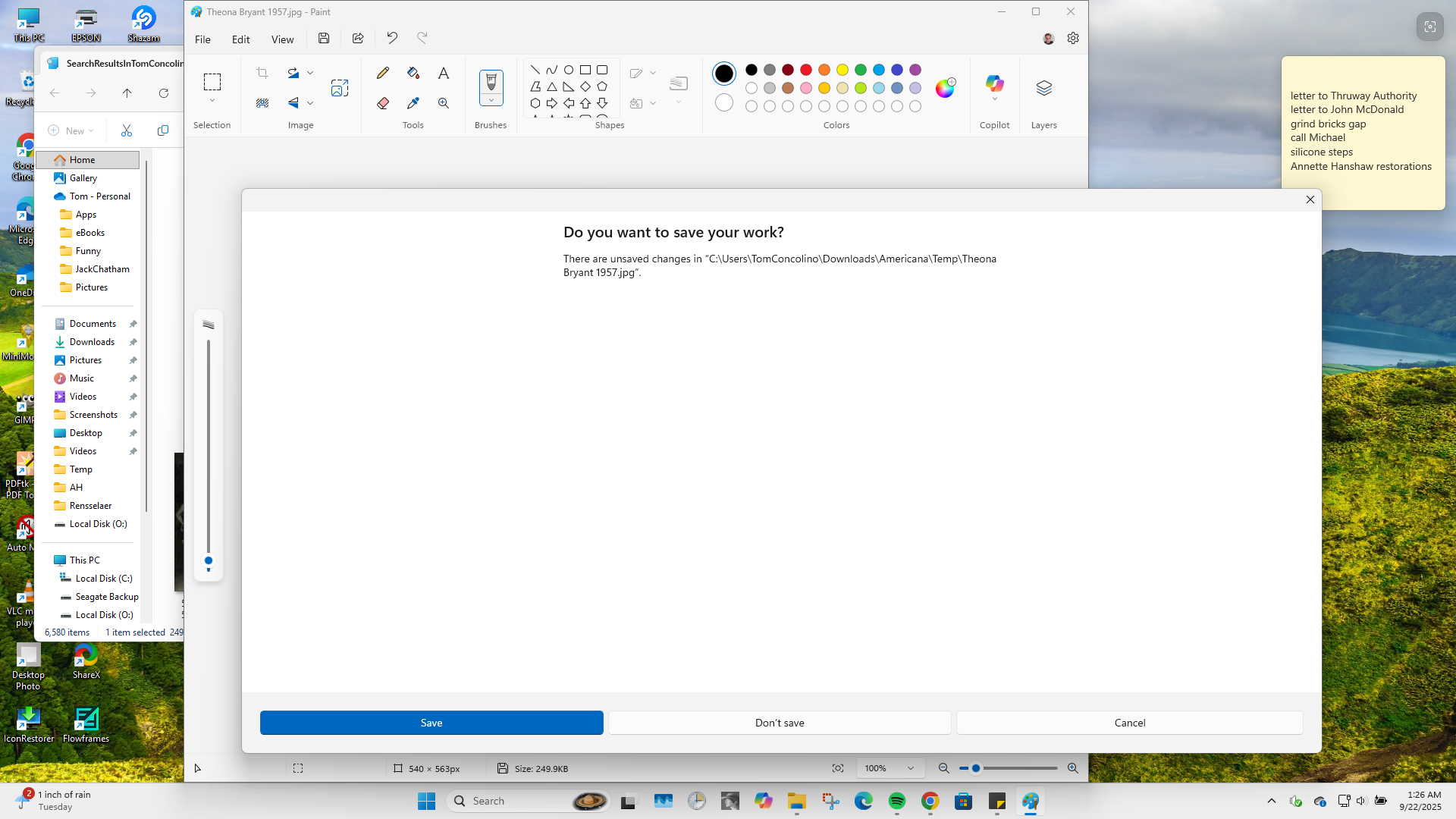 Windows 11 MS Paint "Do you want to save your work Save Cancel" is huge ...