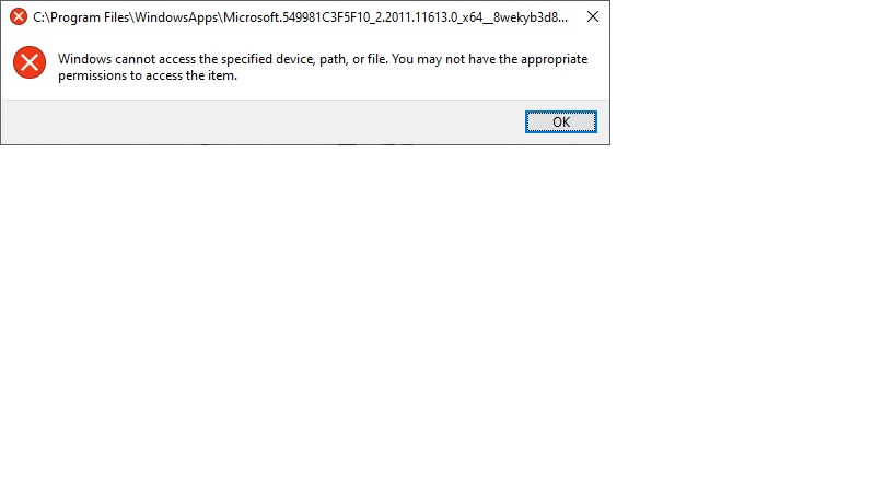 Windows cannot access the specified device,path, or file. You may not ...
