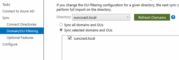 After successfully syncing to Azure AD connect why won't my OU's load ...