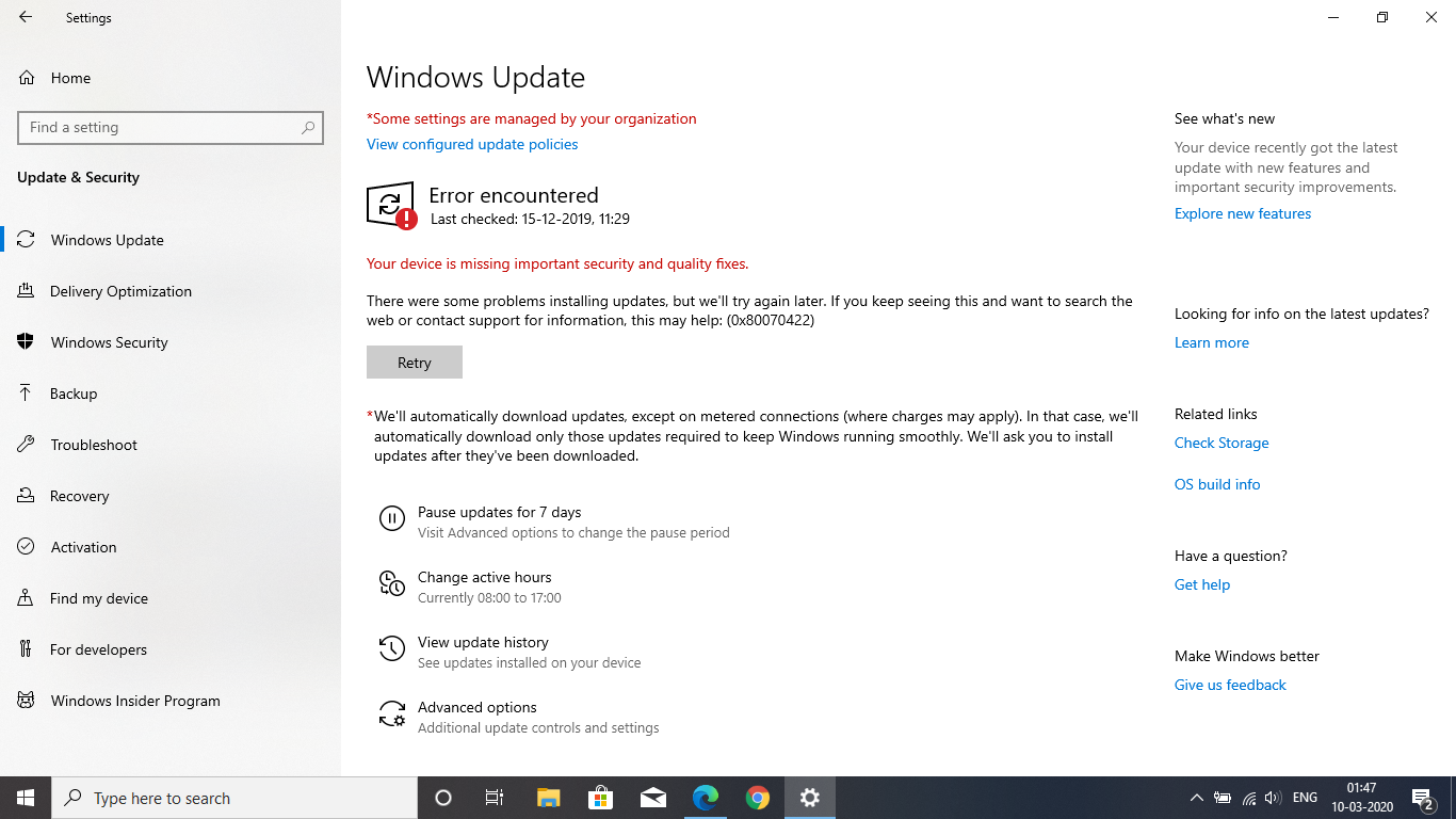 Windows update problem. - Microsoft Q&A